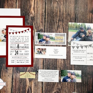 Baseball Wedding Ticket Invitation, Minnesota Sports Team Theme Invite ...