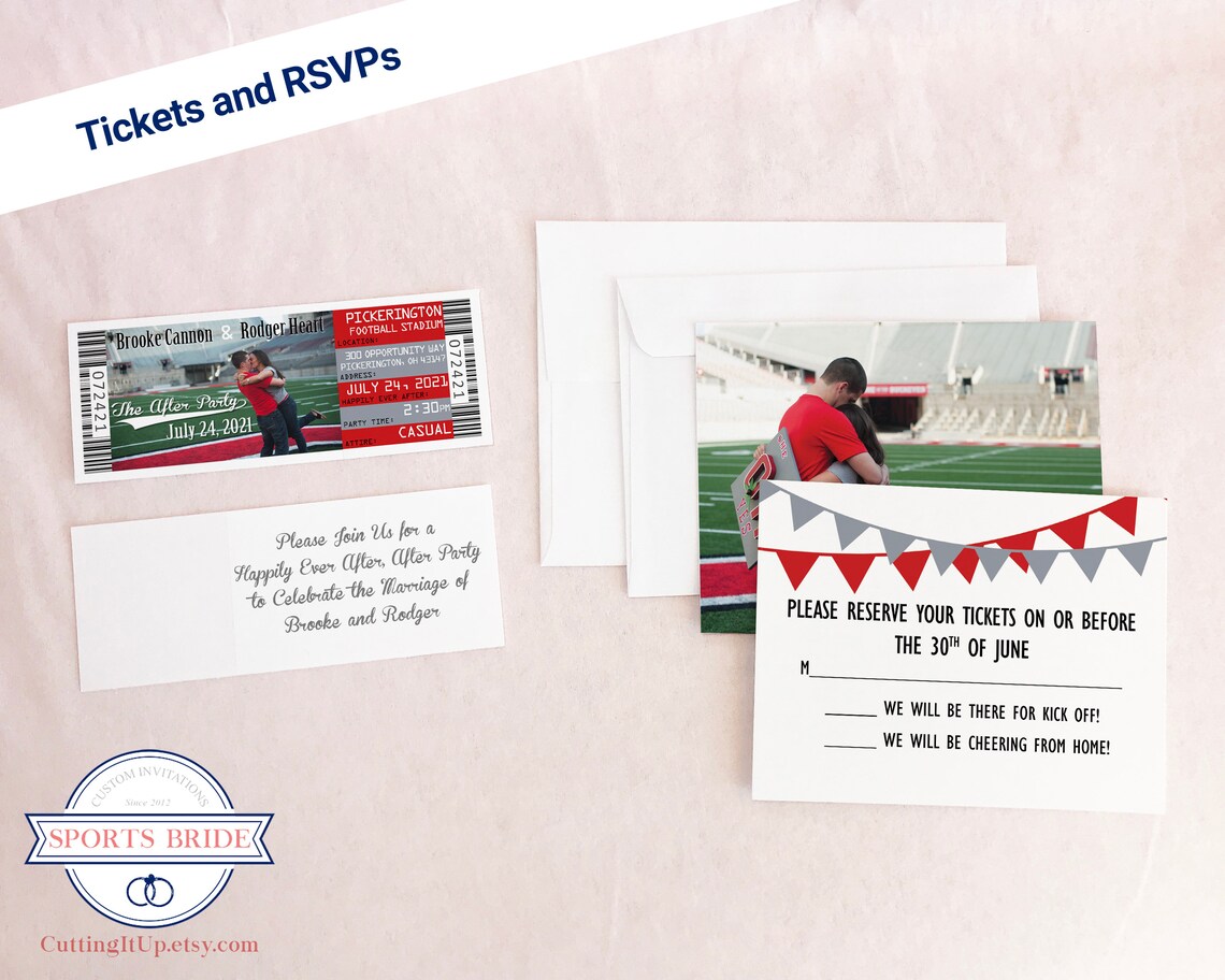 Football Wedding Reception Ticket Invitation and RSVP Card - Etsy