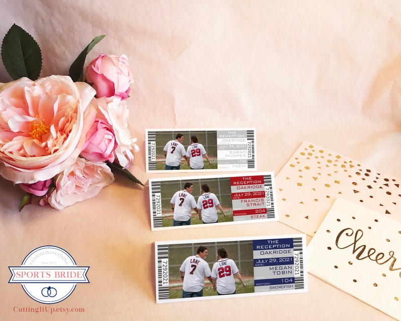 Baseball Ticket Place Card Template With Meal Choice Sports | Etsy