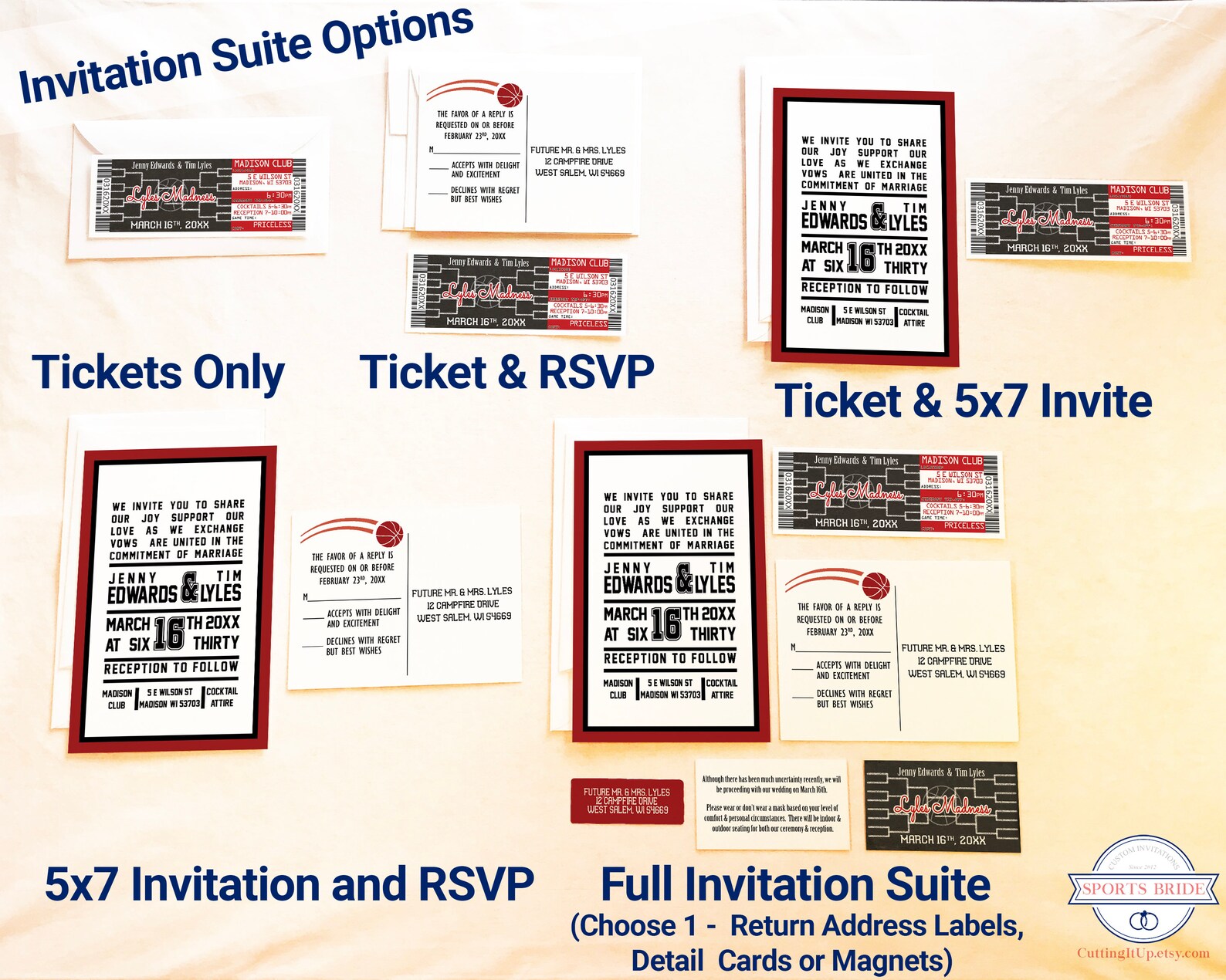 Basketball Ticket Invitation With RSVP Postcard Wisconsin - Etsy