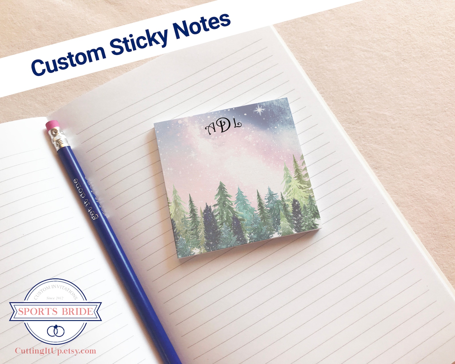 Merry Christmas Post-it® Notes Custom Happy Holidays Sticky - Etsy