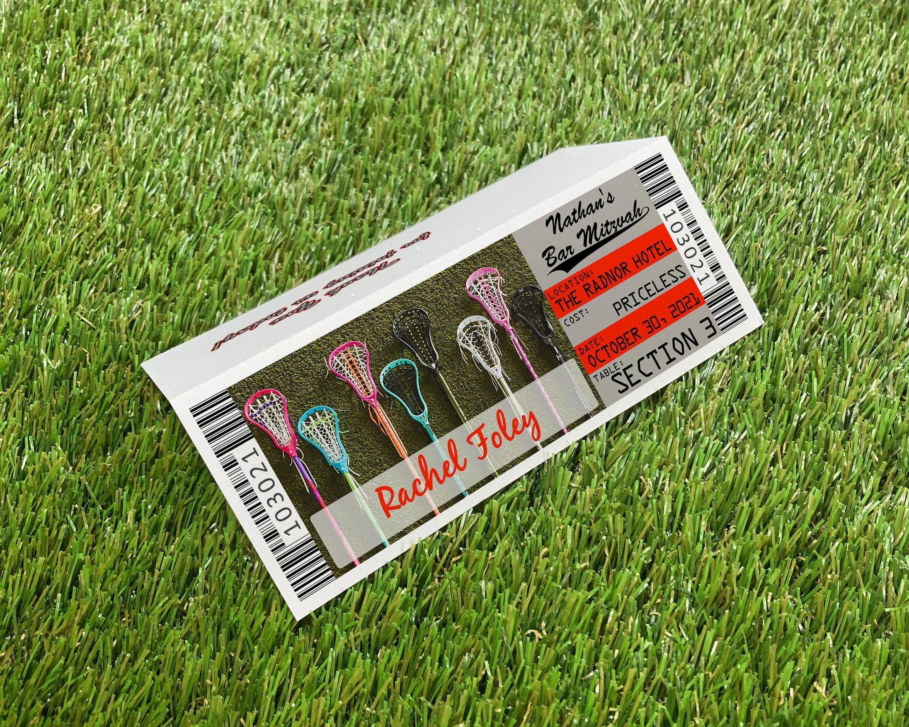 Place Card Ticket, Lacrosse Bar Mitzvah Table Placecards Template ...