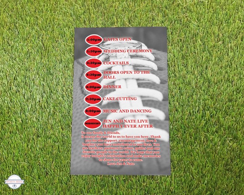 Football Wedding Program Magazine Booklet University Sports - Etsy