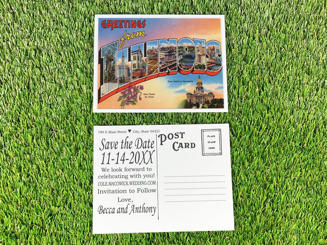 Vintage Greetings From Chicago Postcard | Retro Chicago Skyline Artwork ...