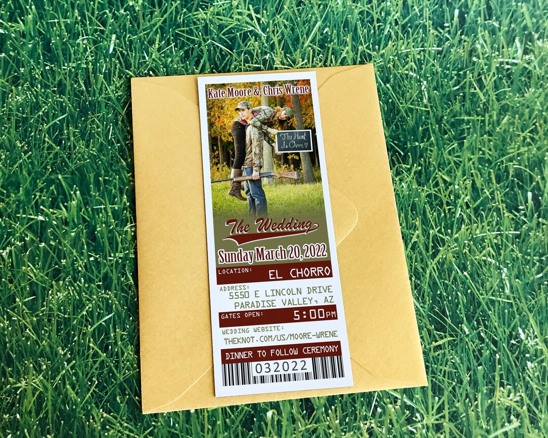The Hunt is Over Wedding Save the Date Magnet, Hunting Ticket Save the ...