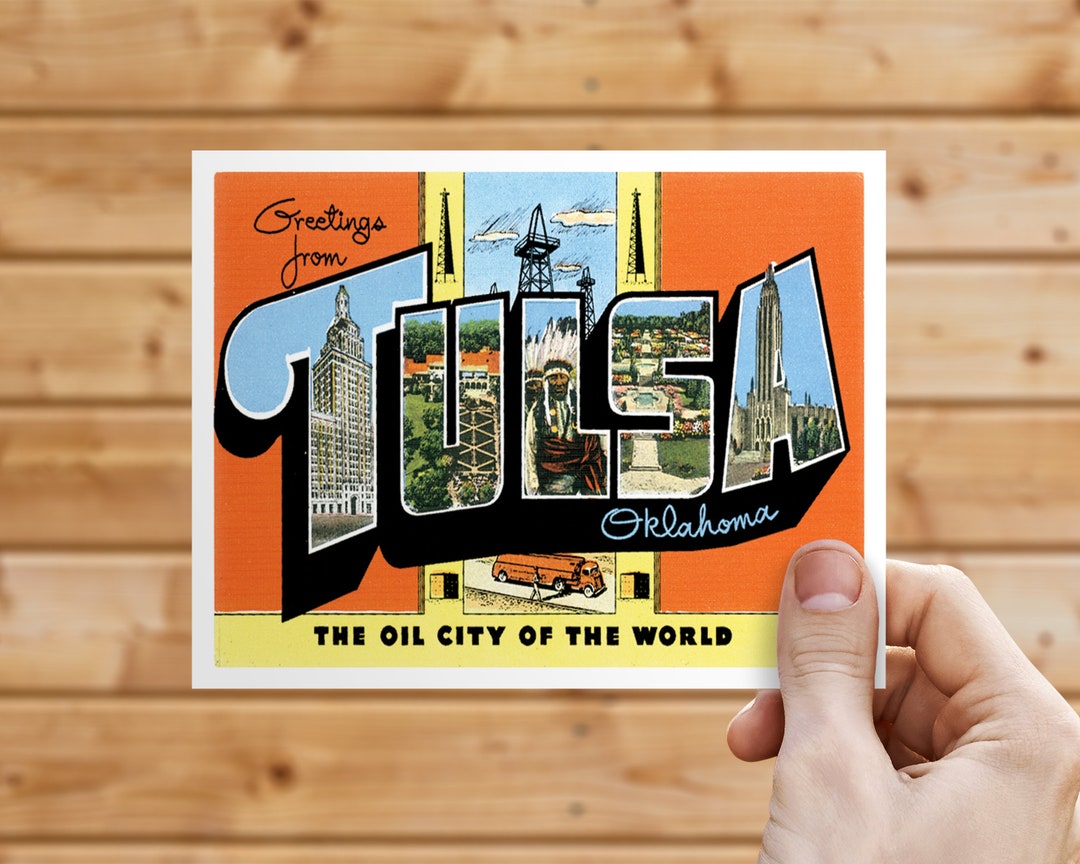 Greetings From Tulsa, Oklahoma Save the Date Postcard | Enid Big Letter ...