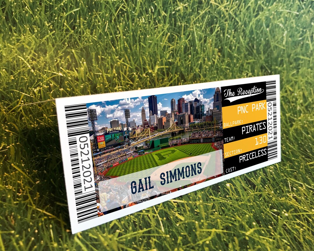 Pittsburgh Ticket Place Cards, Oakland Baseball Wedding Tented Seating ...