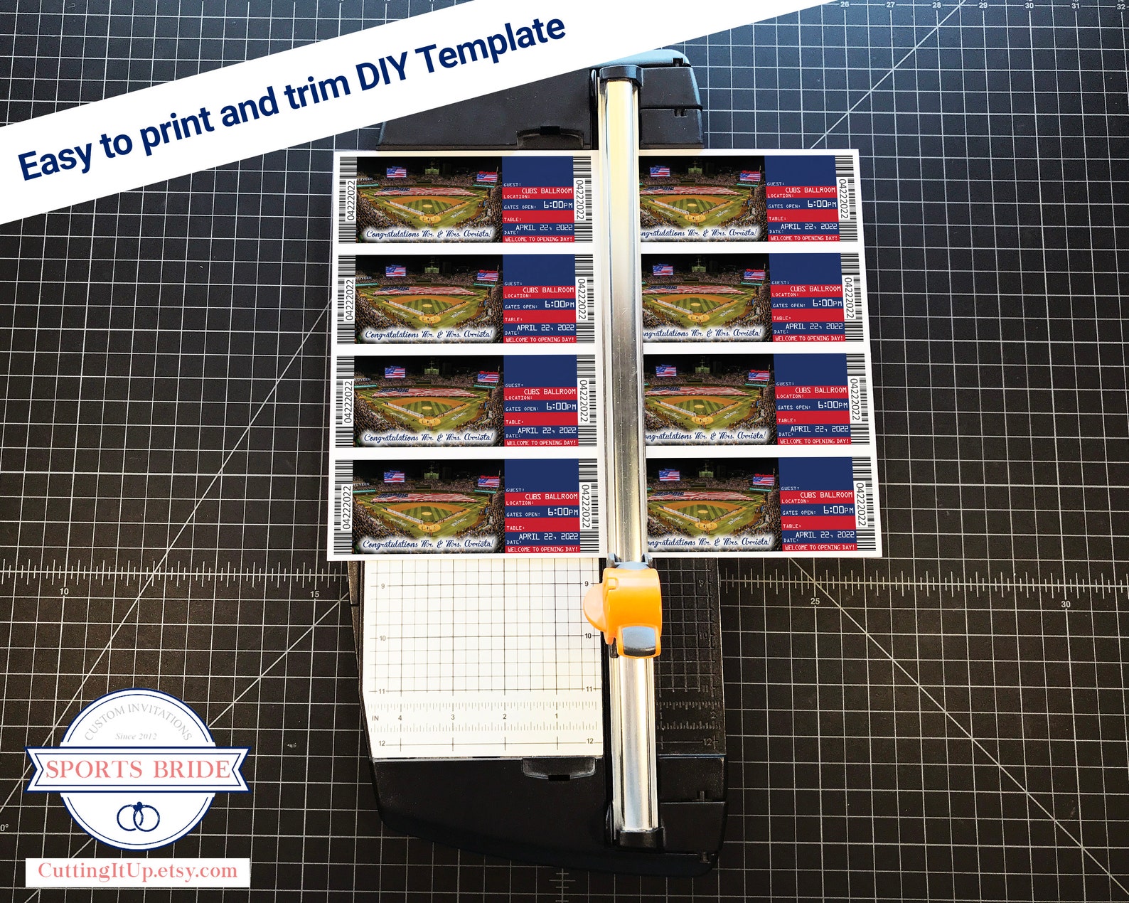 Baseball Wedding Place Cards Template Chicago Blank Escort - Etsy