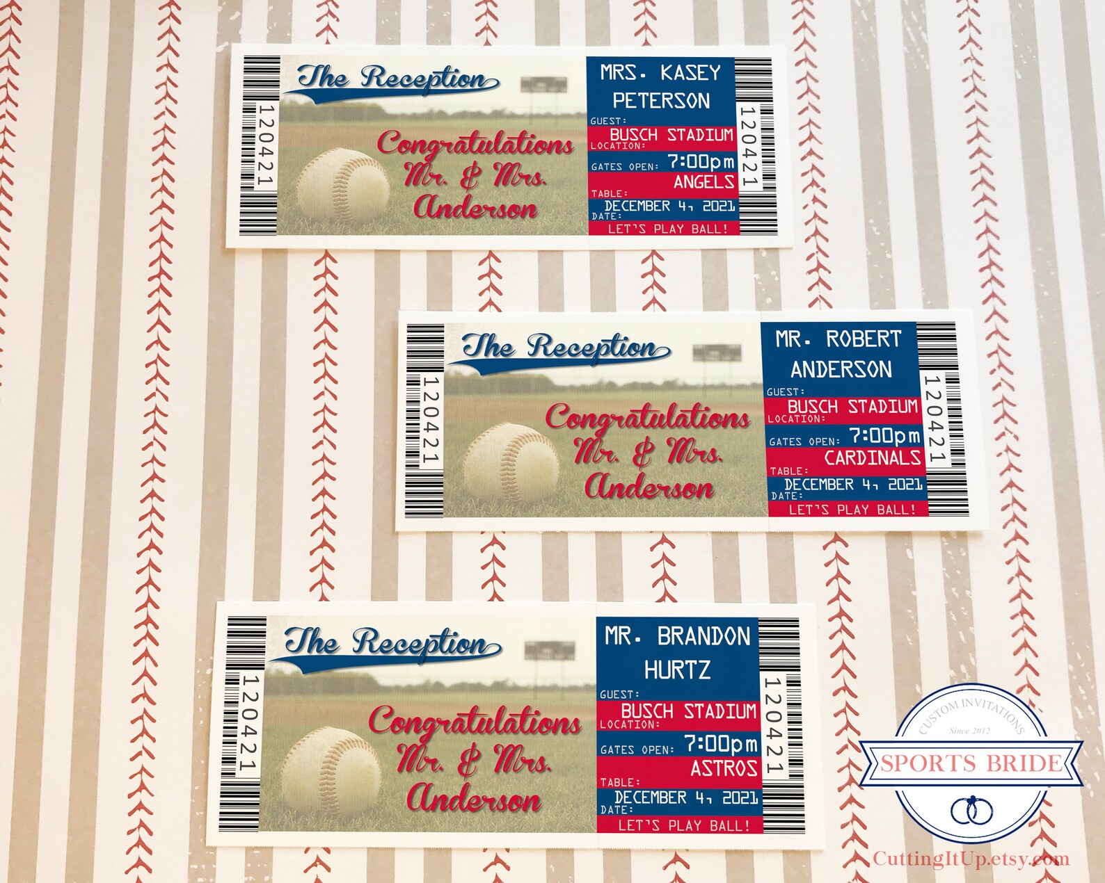 Baseball Ticket Place Cards Template Atlanta Wedding Seating - Etsy