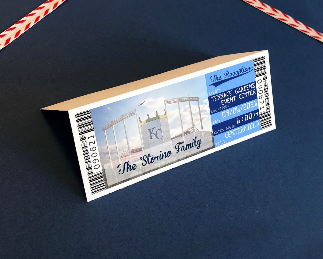 Ticket Place Cards, Kansas City Baseball Wedding Editable Table Cards ...