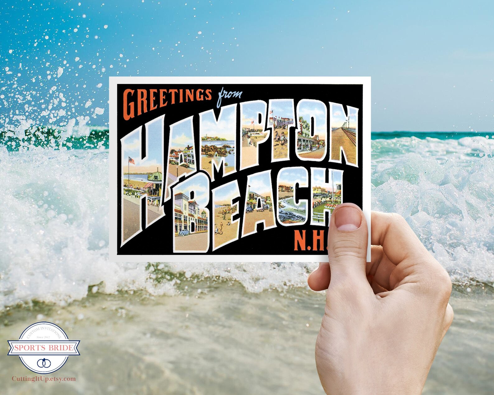 Hampton Beach Save the Date Postcards Greetings From New - Etsy