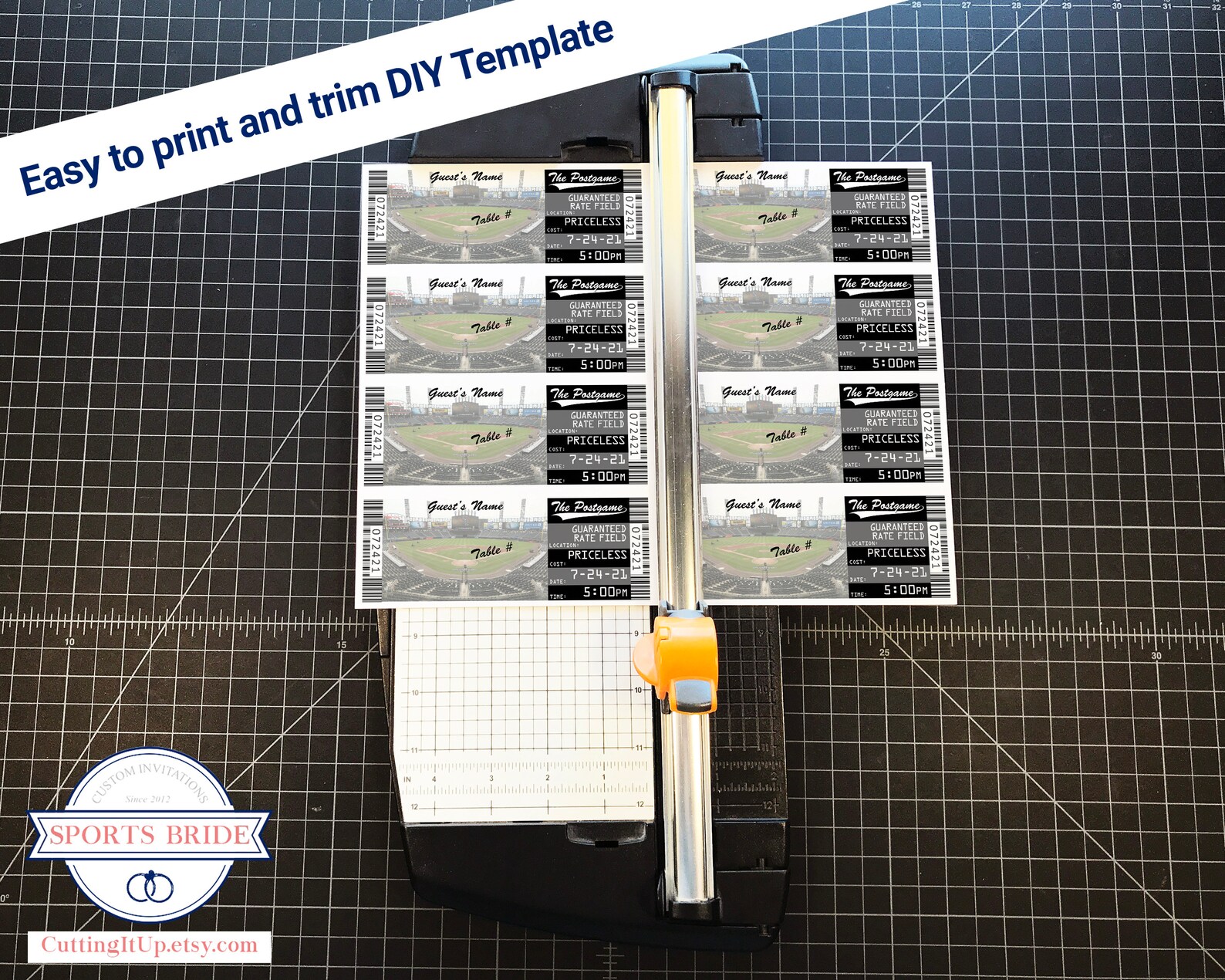 Baseball Wedding Ticket Place Cards With Meal Choice Chicago - Etsy