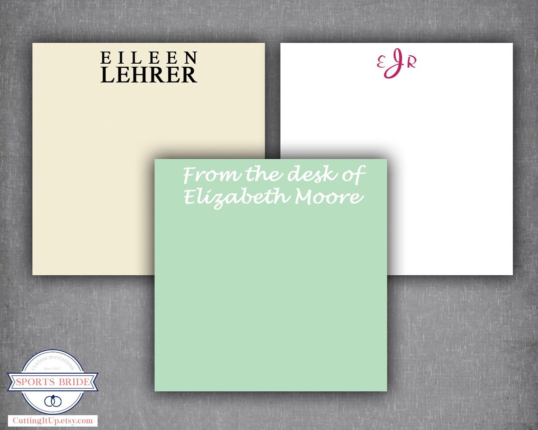 Custom Name or Initial Post-it® Notes, Personalized Sticky Notepad ...