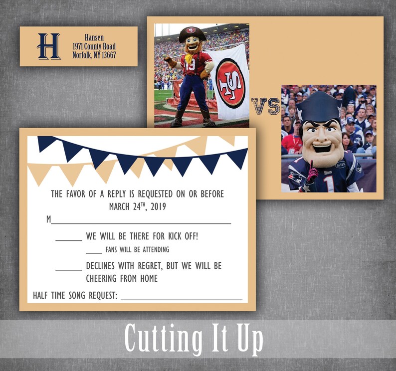 Football Wedding Invitation Suite With Ticket and RSVP Card - Etsy