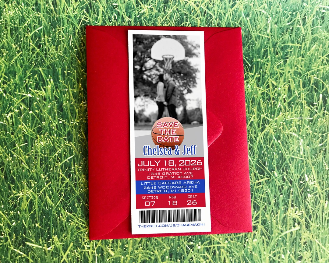Custom Basketball Ticket Save the Date Magnet, Personalized Sports ...