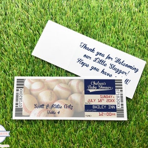 Ticket Place Cards, Baseball Baby Shower Table Placecards With Meal ...