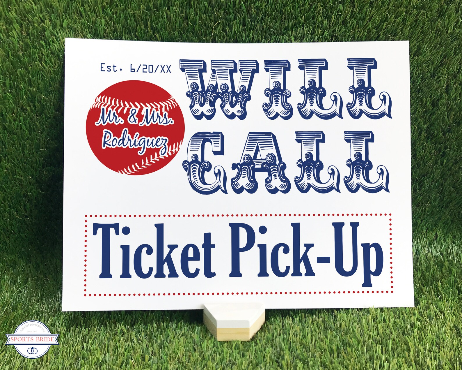 Baseball Wedding Will Call Ticket Pick up Sign Boston Find - Etsy