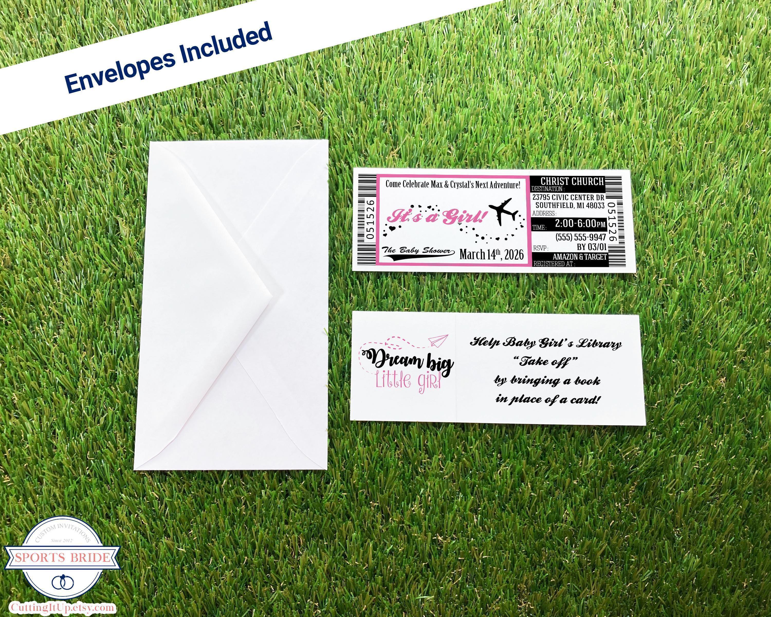 Airplane Baby Shower Boarding Pass Invitation, It’s a Girl Printed ...