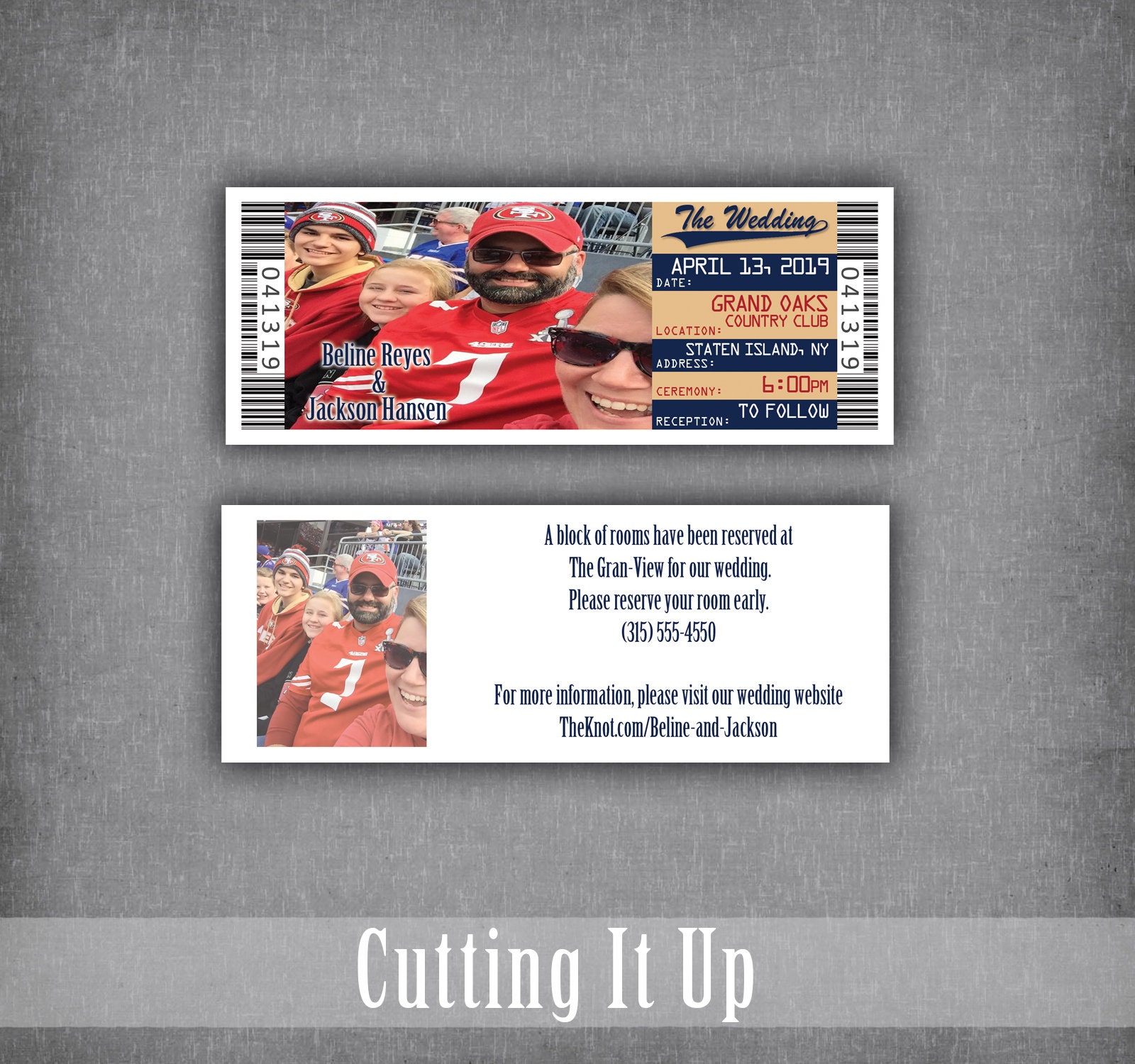 Football Wedding Invitation Suite with Ticket and RSVP Card / | Etsy