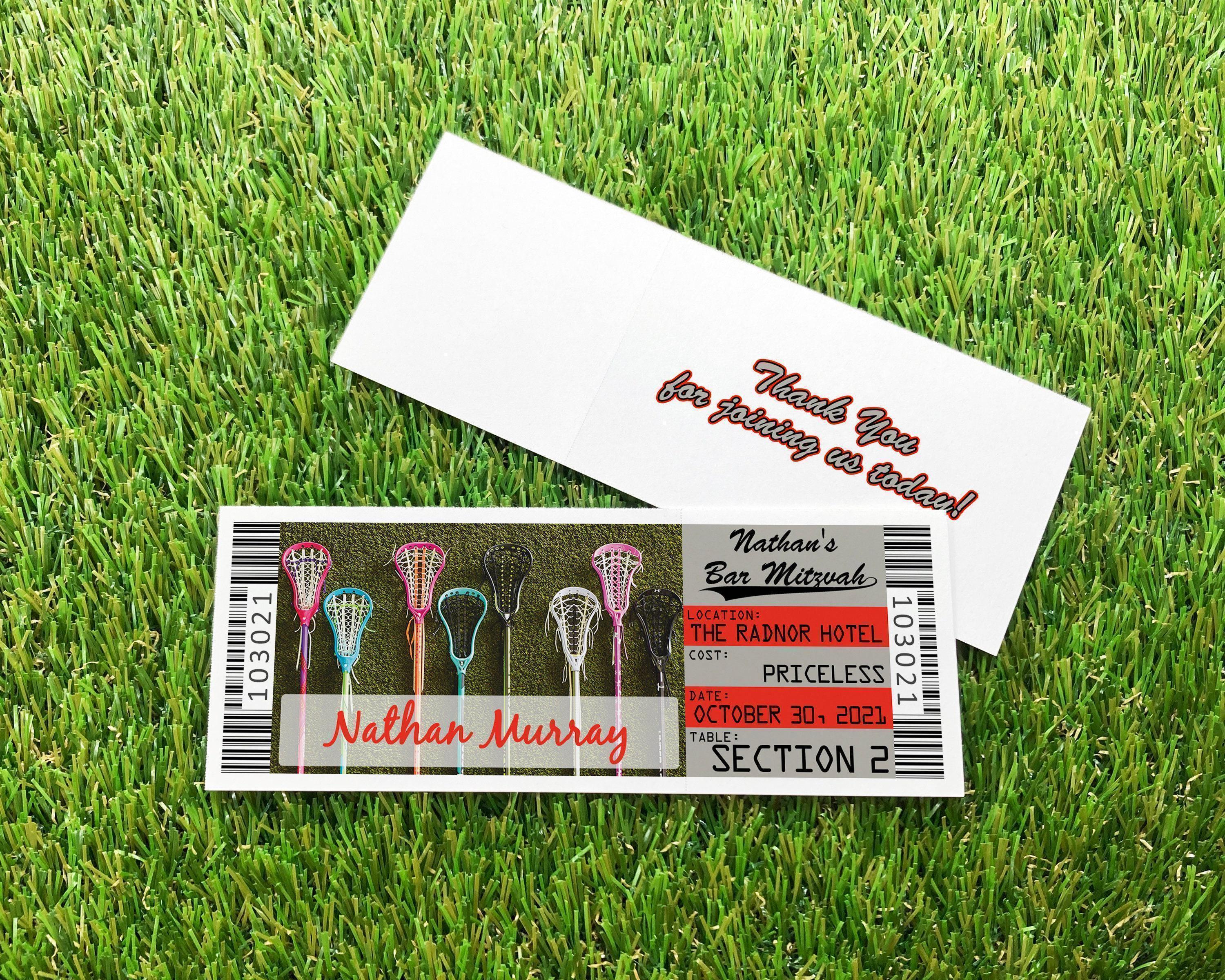 Place Card Ticket, Lacrosse Bar Mitzvah Table Placecards Template ...