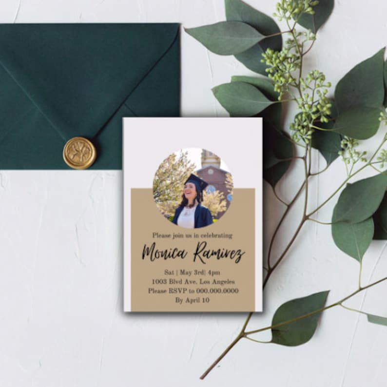 Neutral Photo Graduation Party Digital Invitation , Photo Graduation ...
