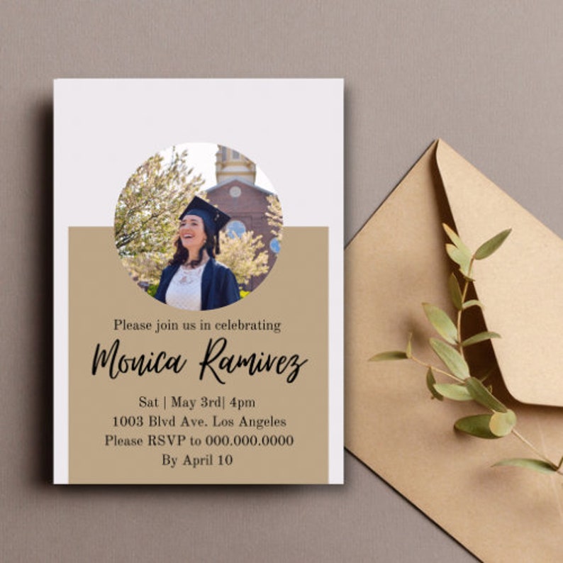 Neutral Photo Graduation Party Digital Invitation , Photo Graduation ...