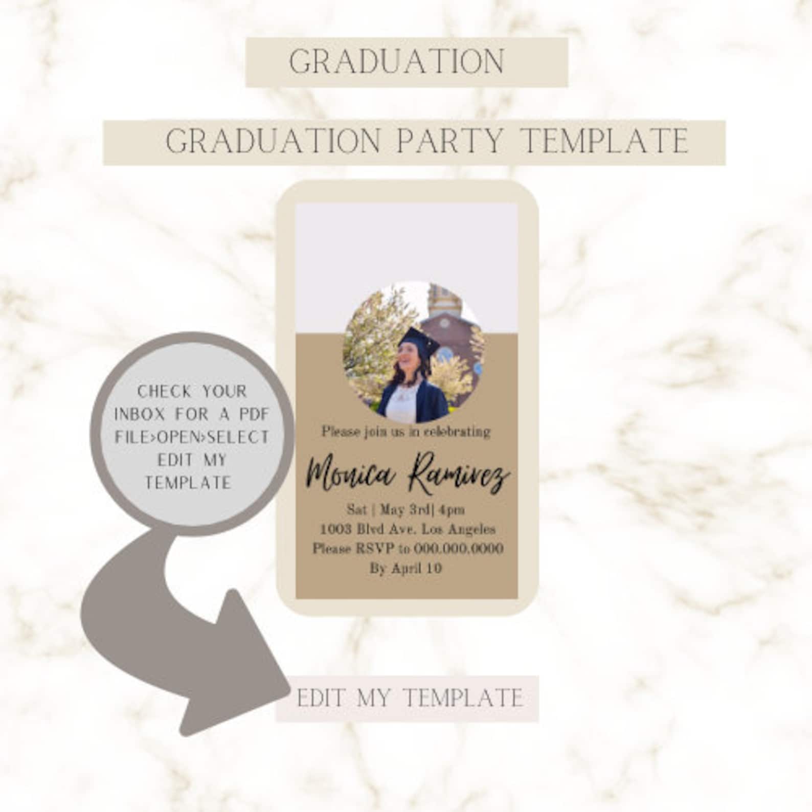 Neutral Photo Graduation Party Digital Invitation , Photo Graduation ...