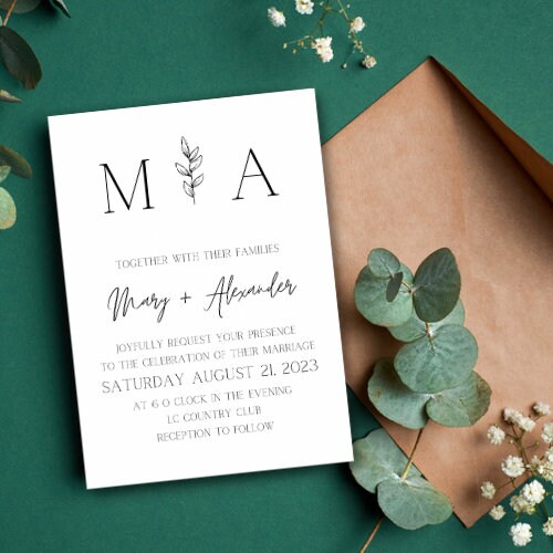 Minimal Wedding Invitation With Photo Template Simple - Etsy