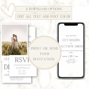 Editable Photo Wedding Invitation Set Template, RSVP , Details Wedding ...
