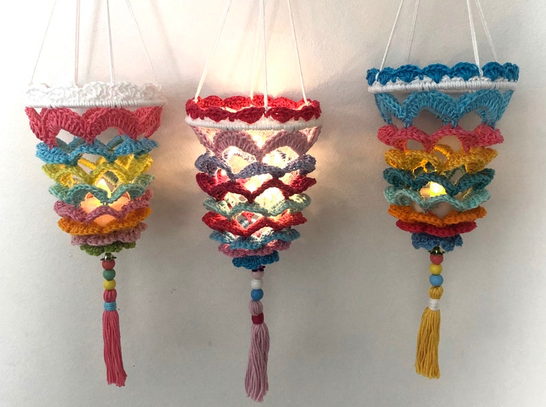 Crochet Pattern Boho Mini Lantern Crochet Lamp Small Lampion Lanterns ...