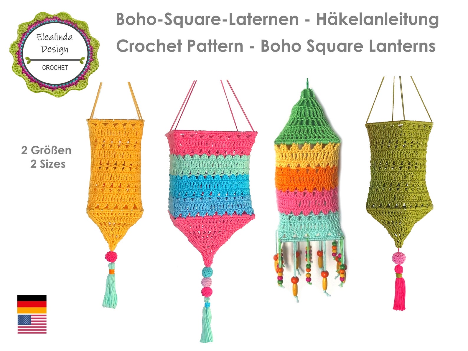 Crochet Pattern Boho Square Lantern Lampion Garden Light | Etsy
