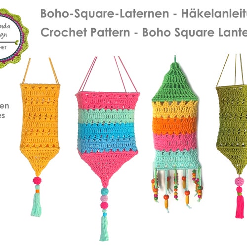 Crochet Pattern Boho Square Lantern Lampion Garden Light - Etsy