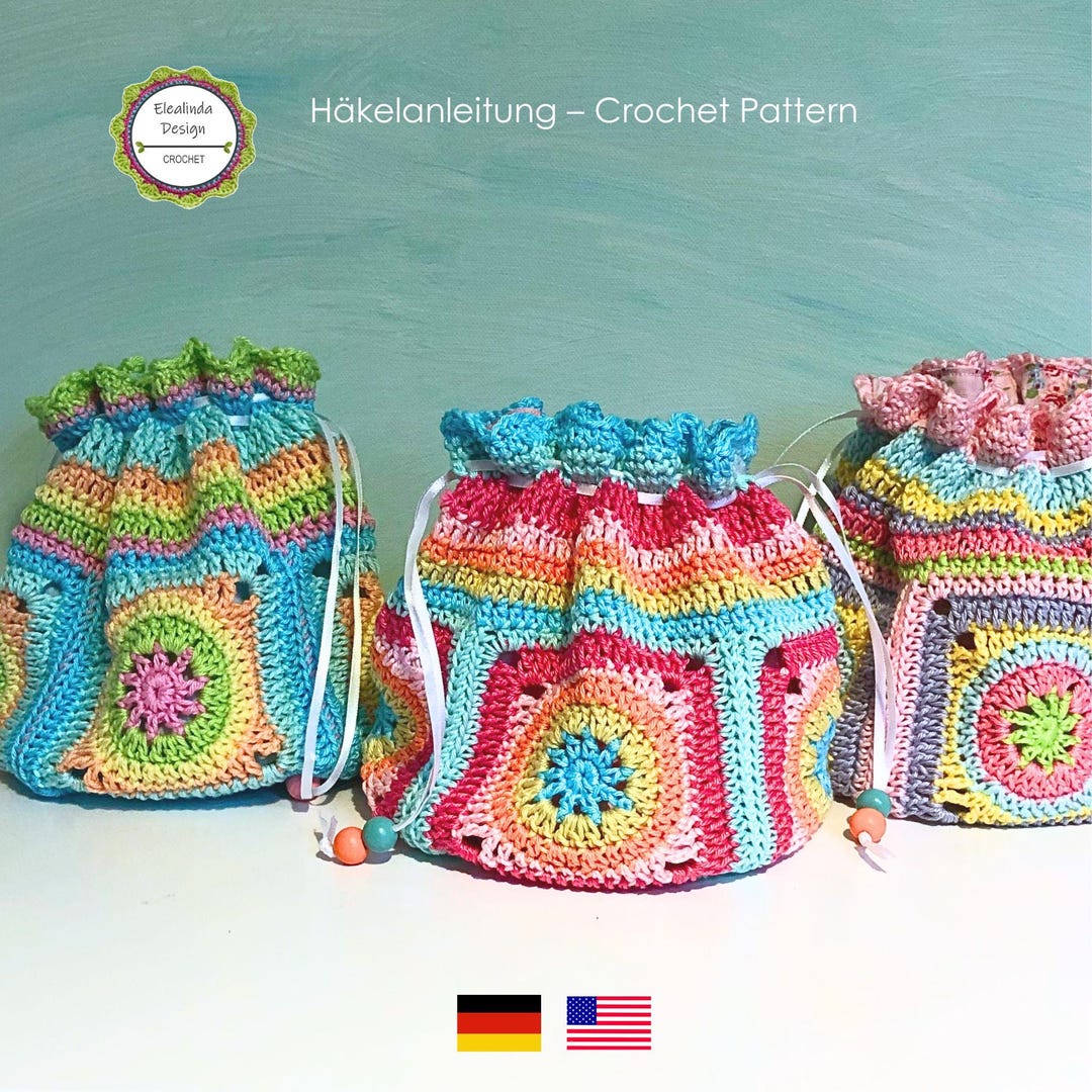 Crochet Pattern Little Pouch, Treasure Bag, Sewing Tutorial Included ...