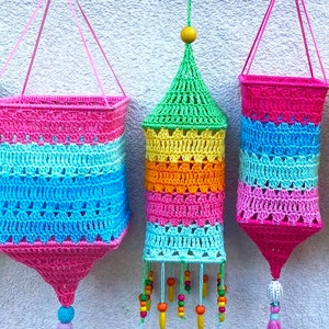 Crochet Pattern Boho Square Lantern Lampion Garden Decor With Lights ...
