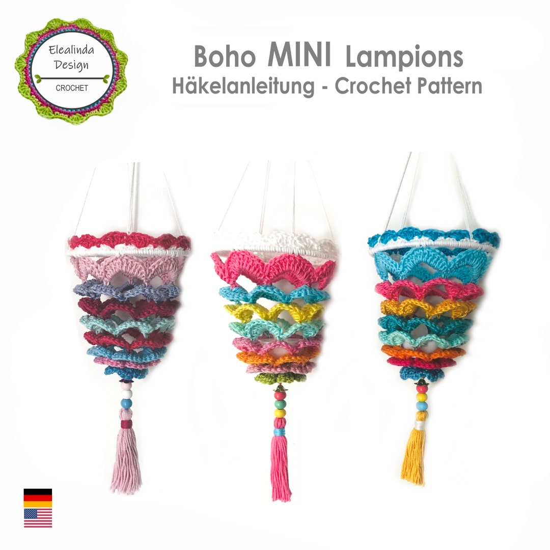 Crochet Pattern Lampion, Mini Crochet Lamp, boho Mini Lampion, Lanterns ...