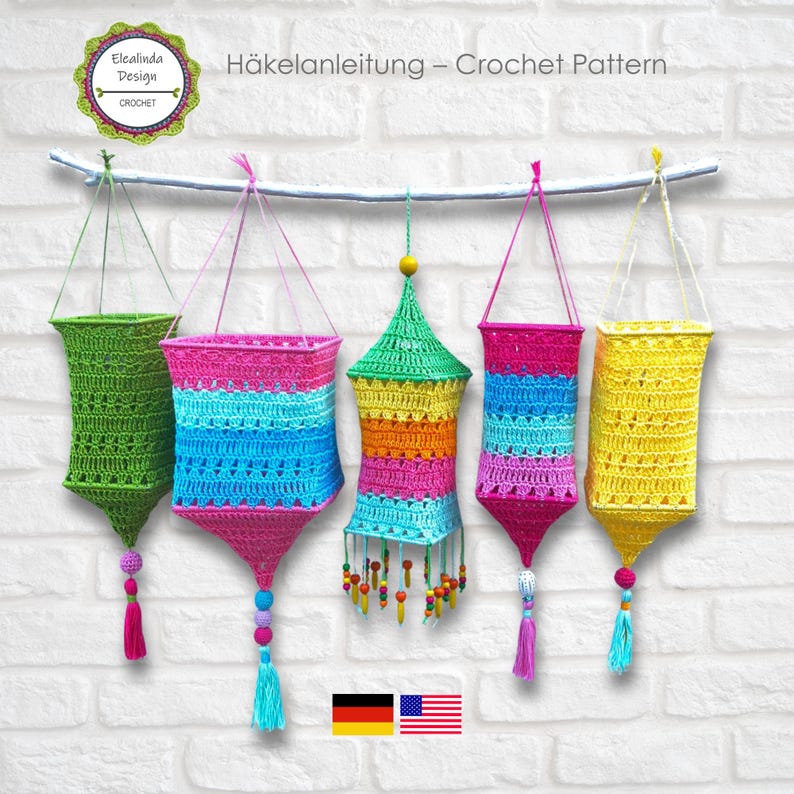 Crochet Pattern Boho Square Lantern Lampion Garden Decor With Lights ...