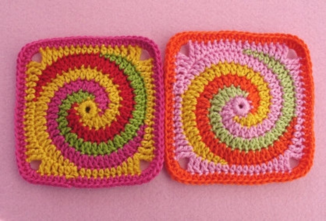 Crochet pattern Granny Square TWISTER Spiral PDF | Etsy