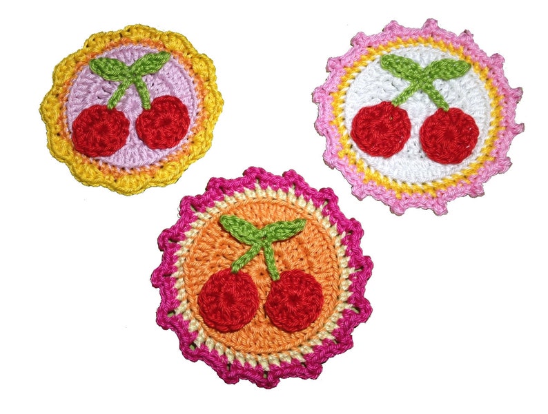Crochet Pattern Cherries Cherry Patch Appliqué PDF US - Etsy