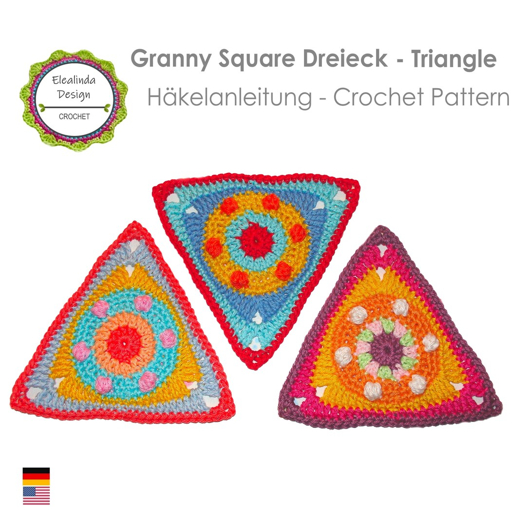 Crochet Pattern, Granny Square, TRIANGLE, PDF Tutorial, Instant ...