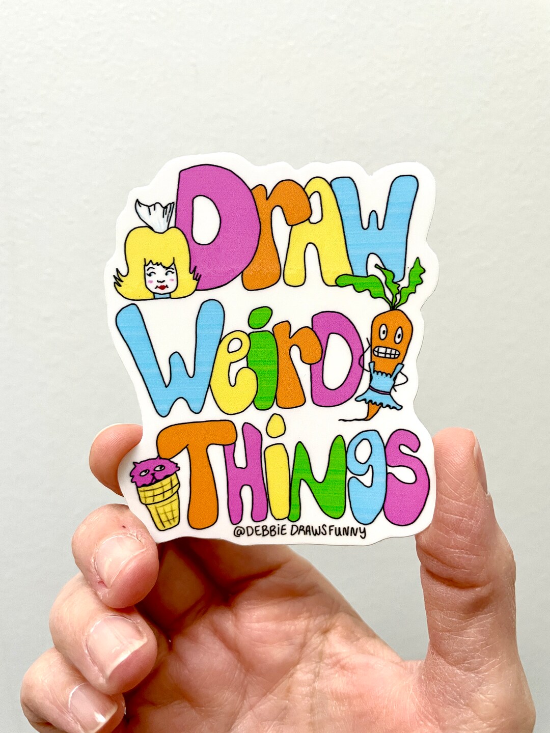 Draw Weird Things Sketchbook Sticker, Funny Sketchbook Stickers, Artist ...