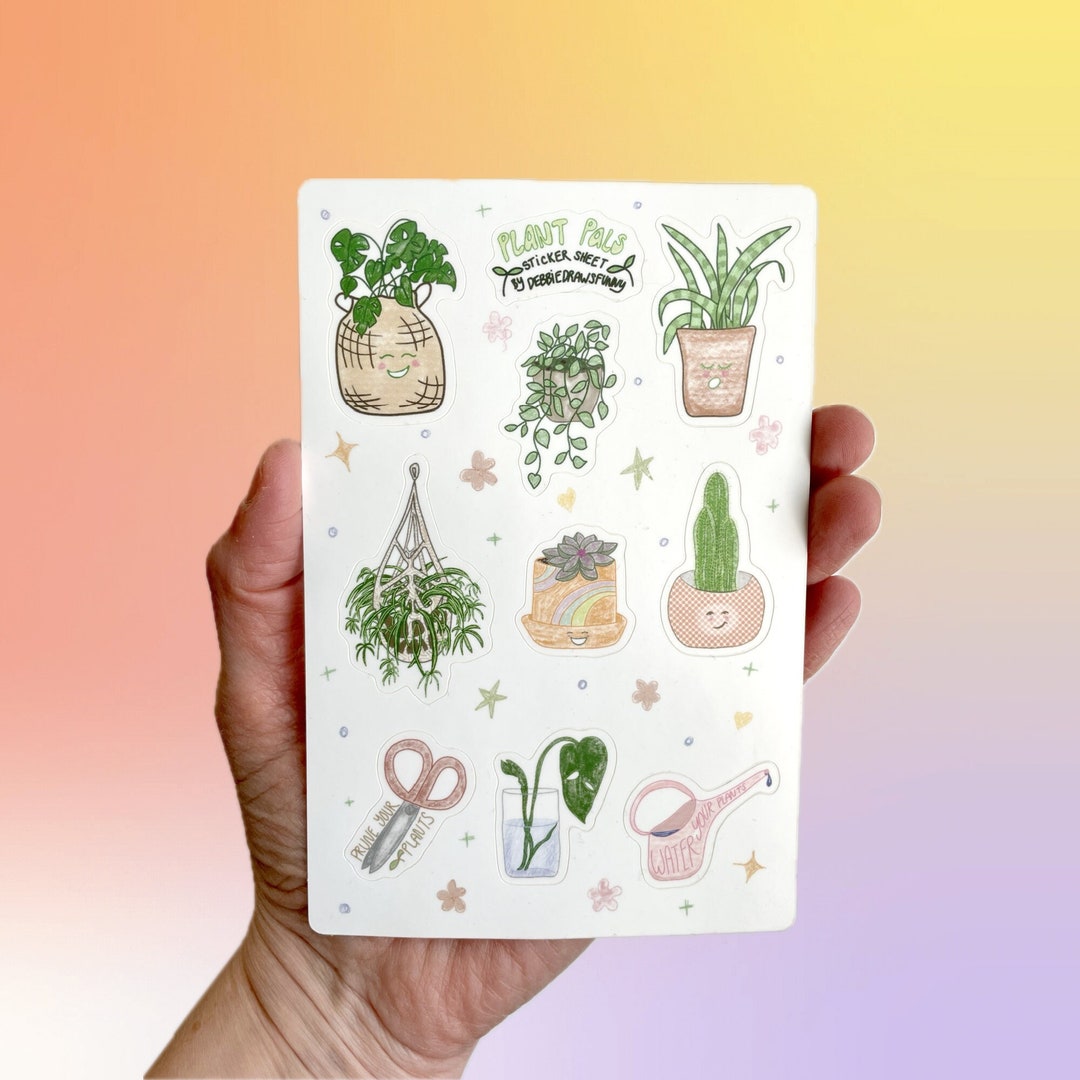 Plant Friends Cottagecore Sticker Sheet, Plants Sticker Sheet, Cute ...