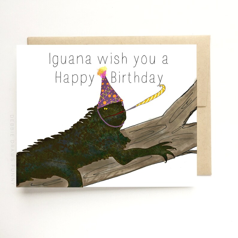 Funny Iguana Birthday Card Dad Jokes Birthday Card Funny | Etsy