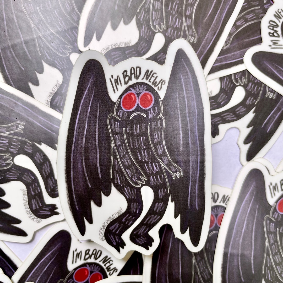Funny Mothman Sticker, I'm Bad News, Cryptid Stickers, the Mothman ...
