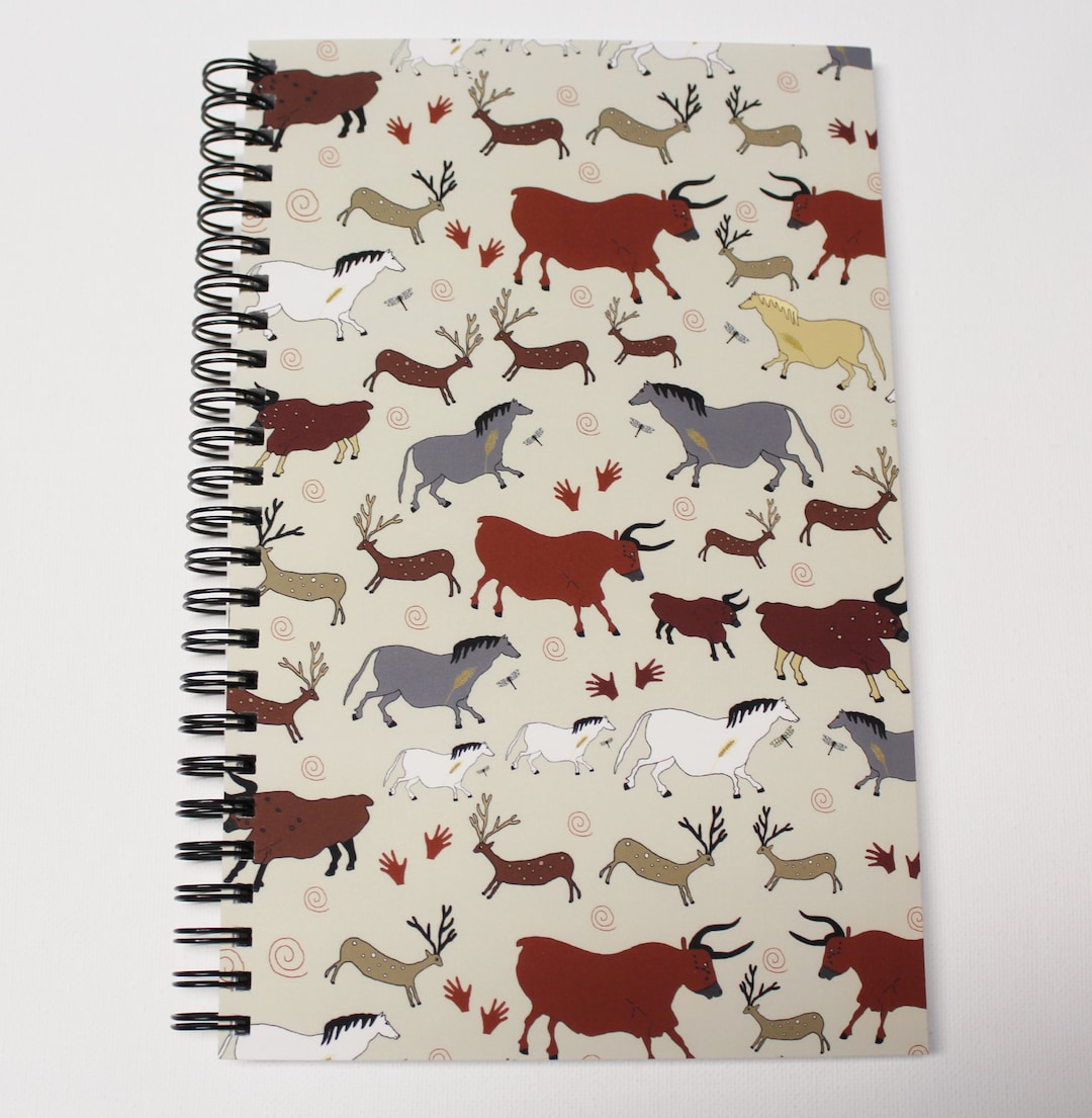 Cave Painting Notebook: Hand Drawn Animal Parade, Lined Pages (8.5 X 5. ...