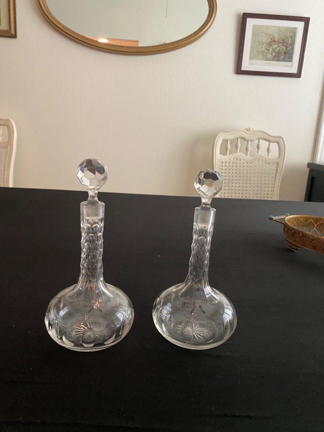 Rare Set of Victorian Crystal Decanters With a Diamond Cut, Faceted Cut ...
