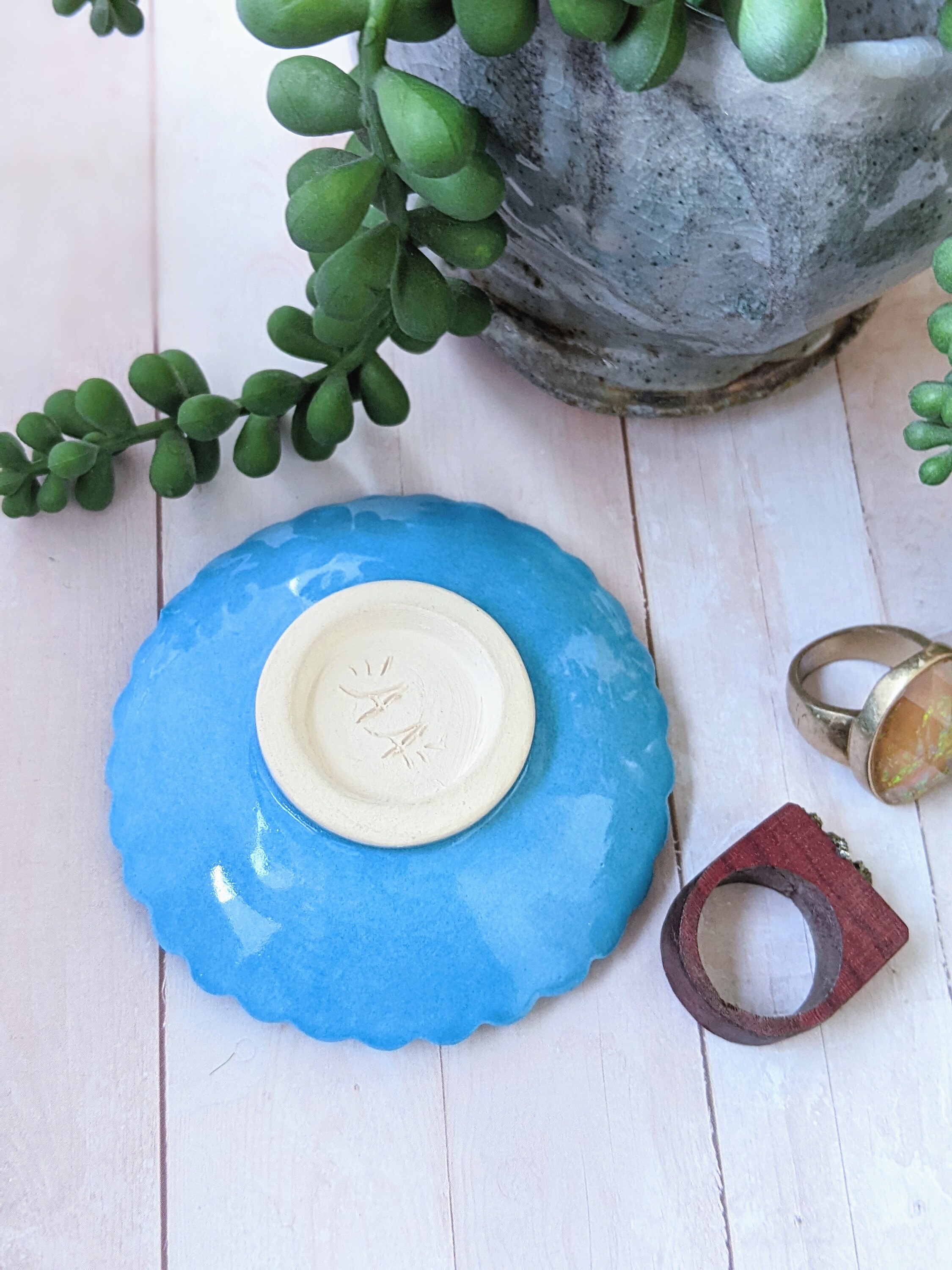 Samoyed American Eskimo Dog Aqua Blue Handmade Ceramic Ring Dish ...