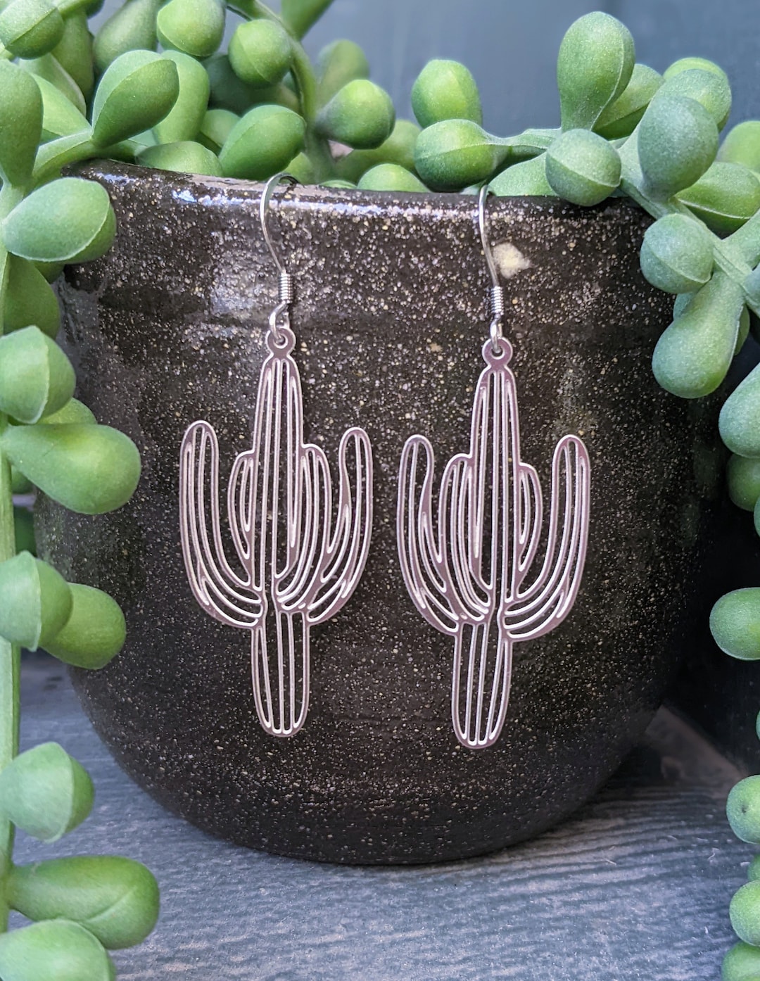 Saguaro Cactus Cacti Laser Cut Earrings, Silver Stainless Steel - Etsy