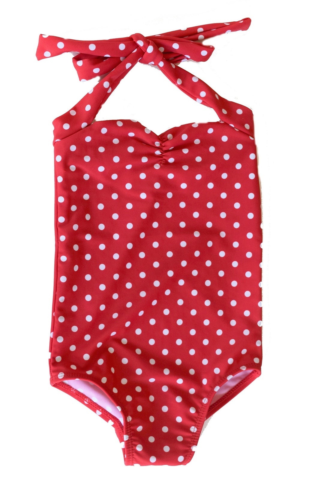 Girls Red And White Polka Dot One Piece Swimsuit Etsy