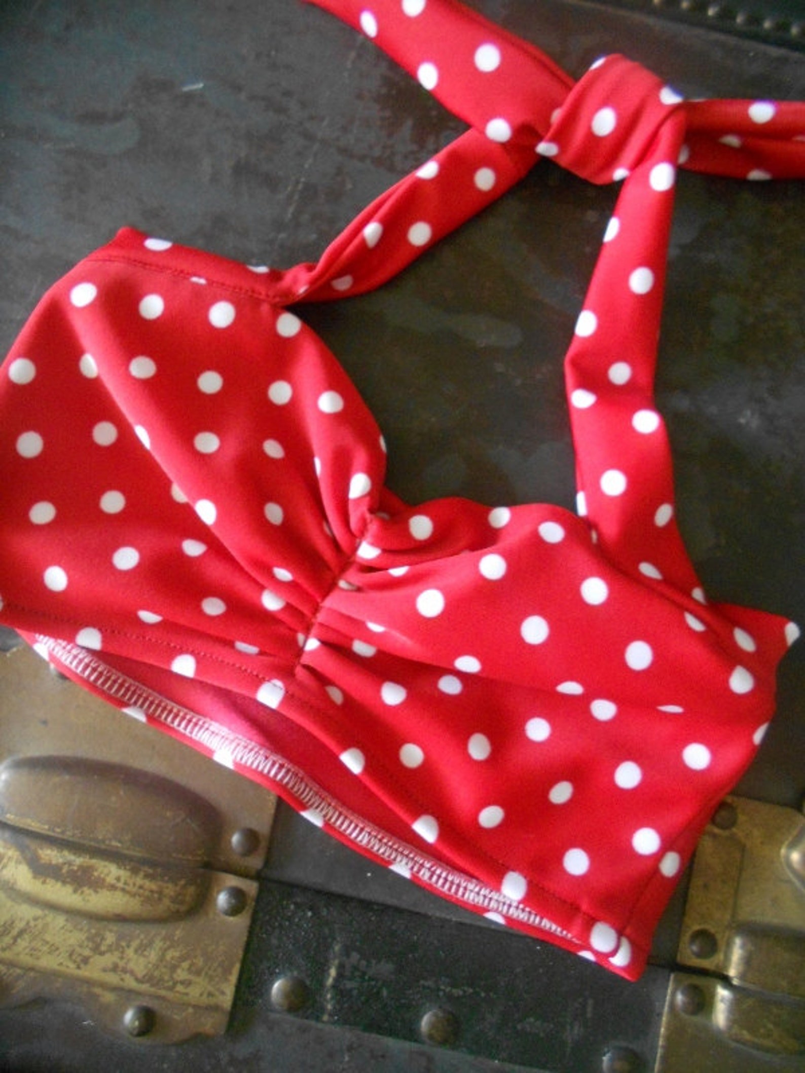 Red And White Polka Dot Girls Retro Swimsuit Bikini Two Piece Etsy