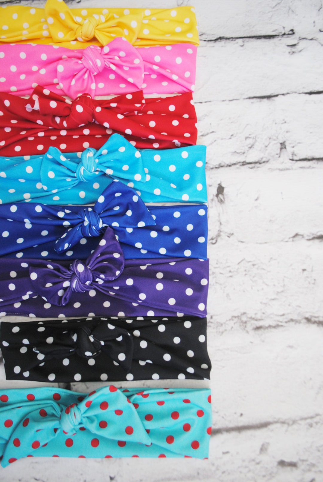 One Retro Polka Dot Girls Headband - Etsy